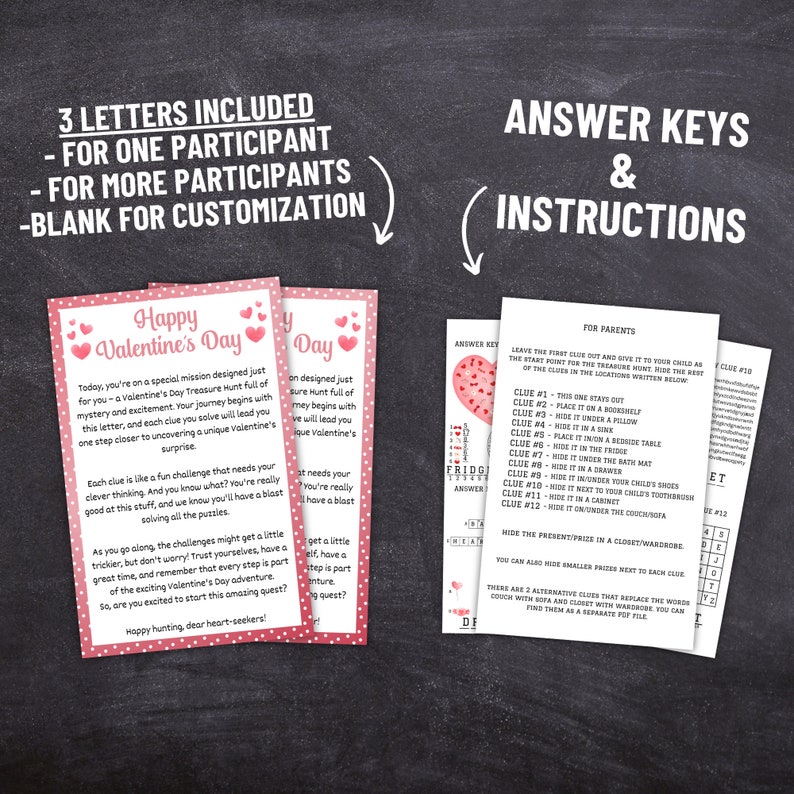 Valentine's Day Treasure Hunt, Valentines Scavenger Hunt, Treasure Hunt ...