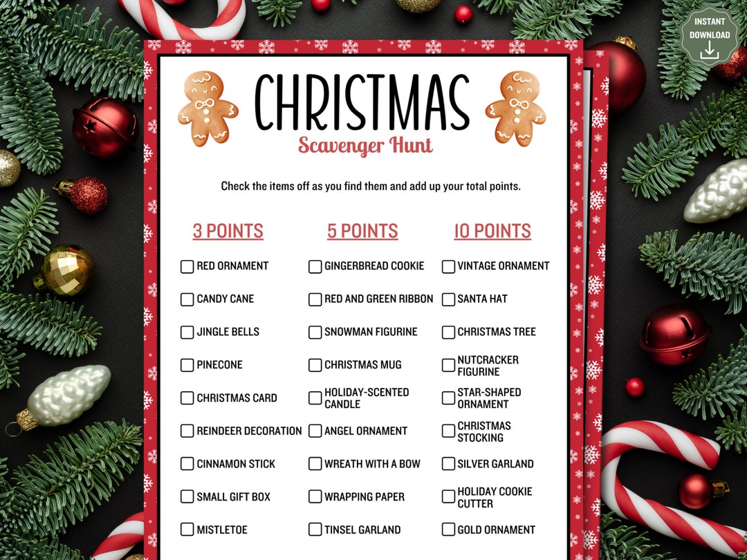 Christmas Scavenger Hunt, Christmas Printable Games and Activities ...