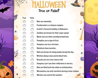 Halloween True or False, Halloween Printable Games, Halloween Games and ...