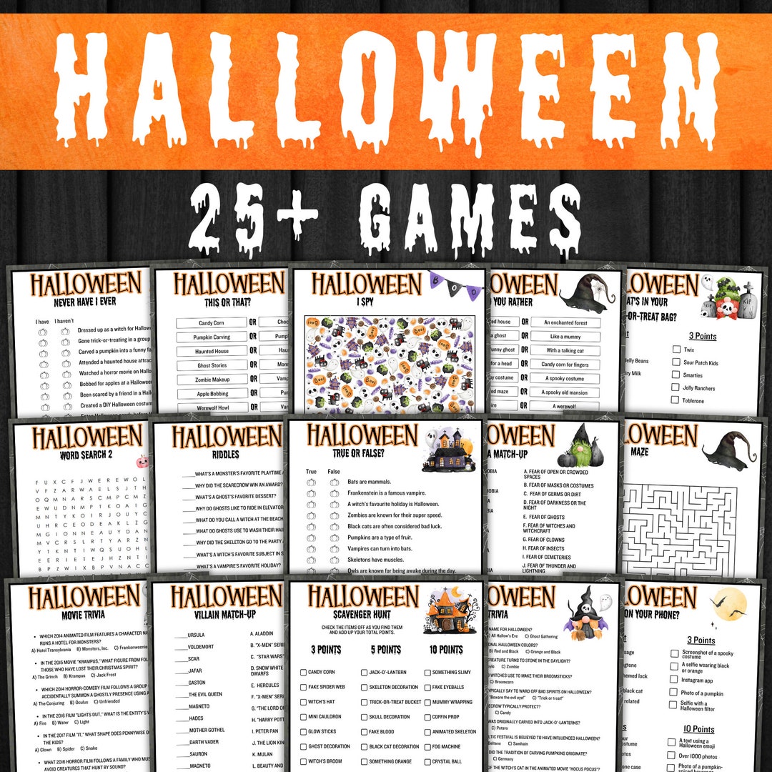 Halloween Games, Halloween Game Bundle, Printable Halloween Games ...