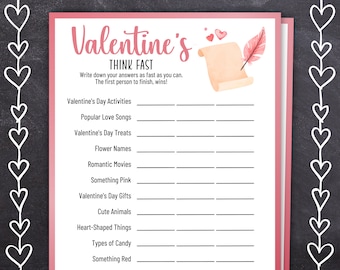 Think Fast Valentine's Day Edition Love Themed Printable Group Party ...