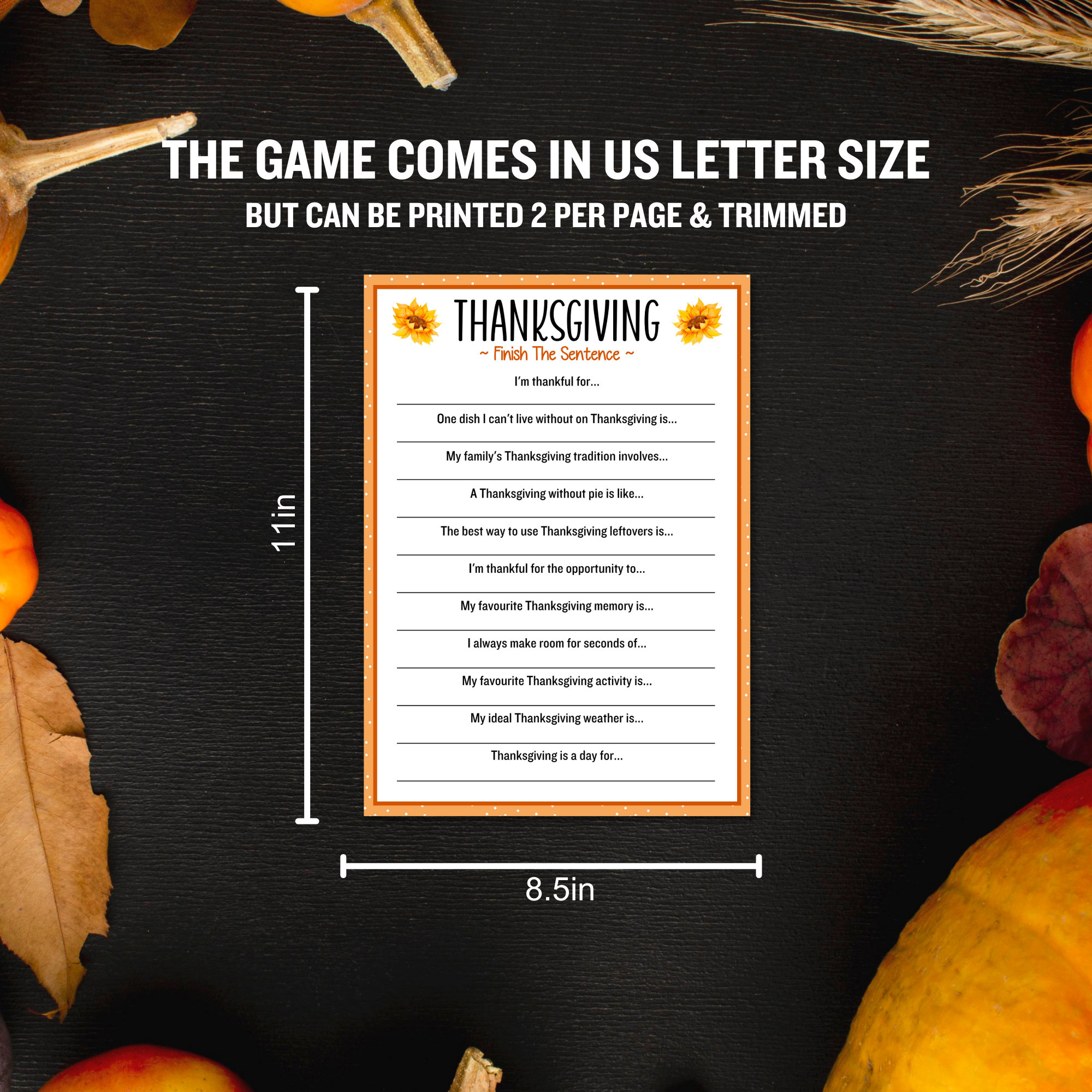 Thanksgiving Finish the Sentence, Printable Thanksgiving Games ...