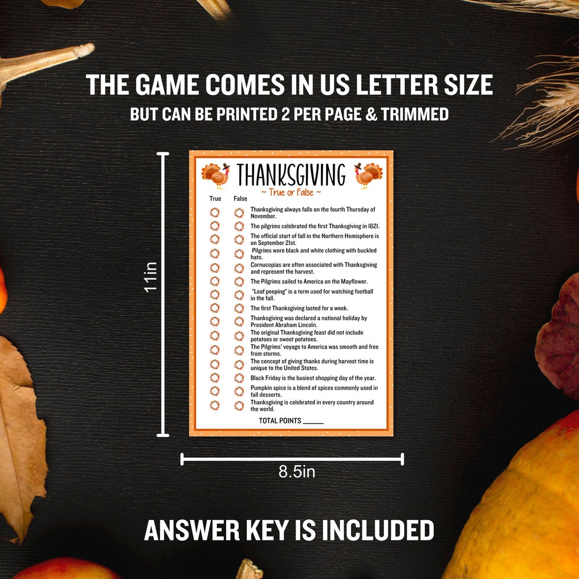 Thanksgiving True or False, Printable Thanksgiving Games and Activities ...