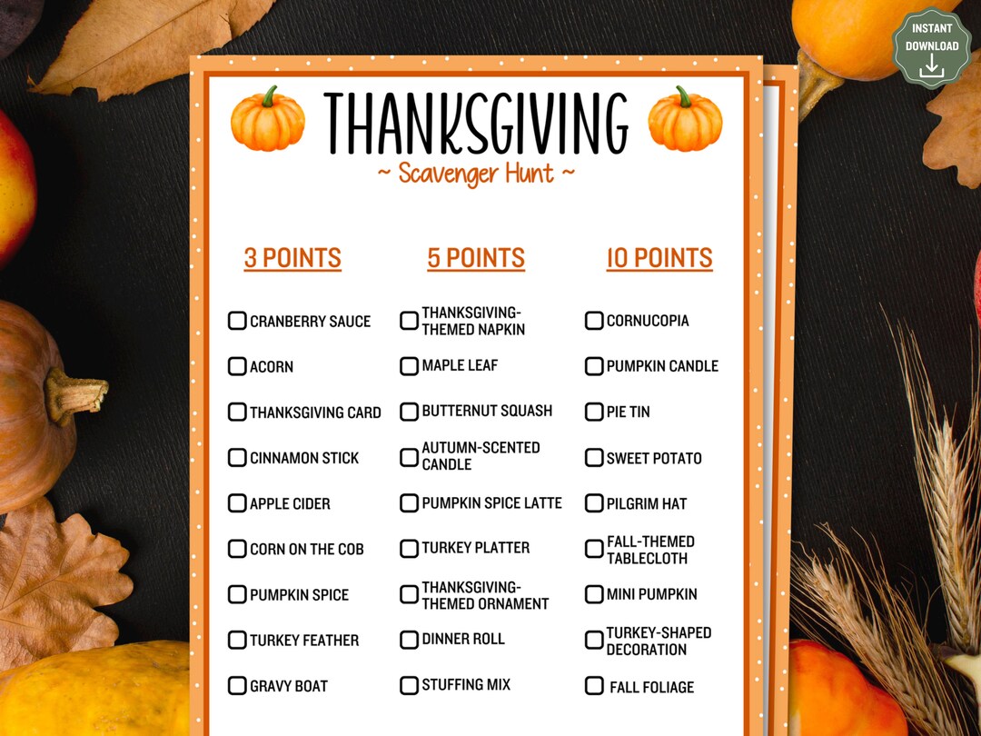 Thanksgiving Scavenger Hunt, Friendsgiving Printable Games ...