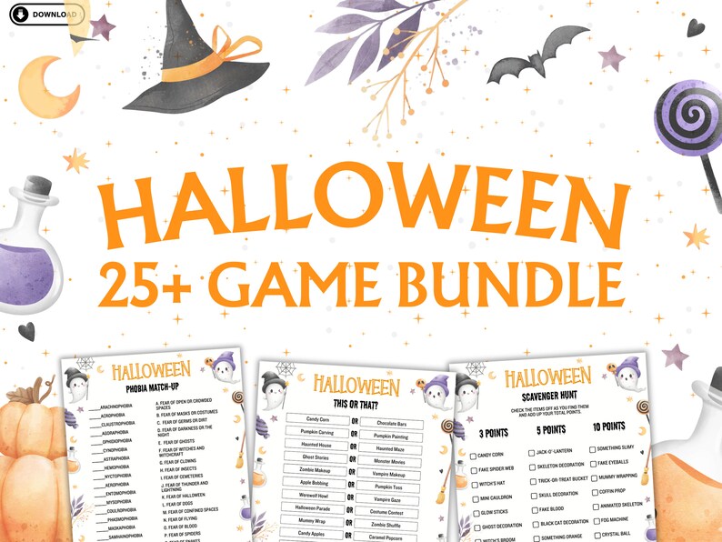 Halloween Game Bundle Printable Halloween Games Halloween - Etsy