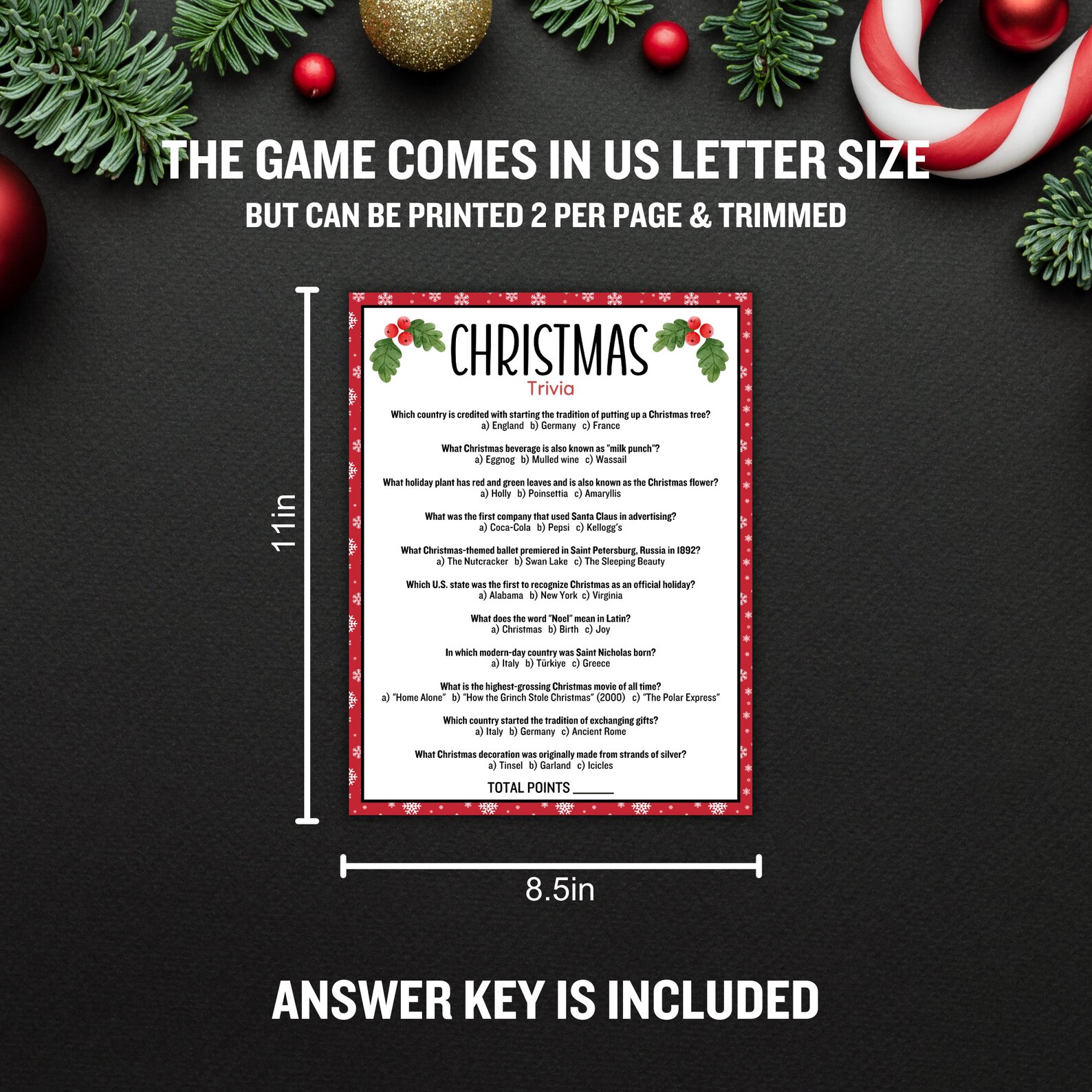 Christmas Trivia , Christmas Printable Game, Fun Christmas Quiz ...