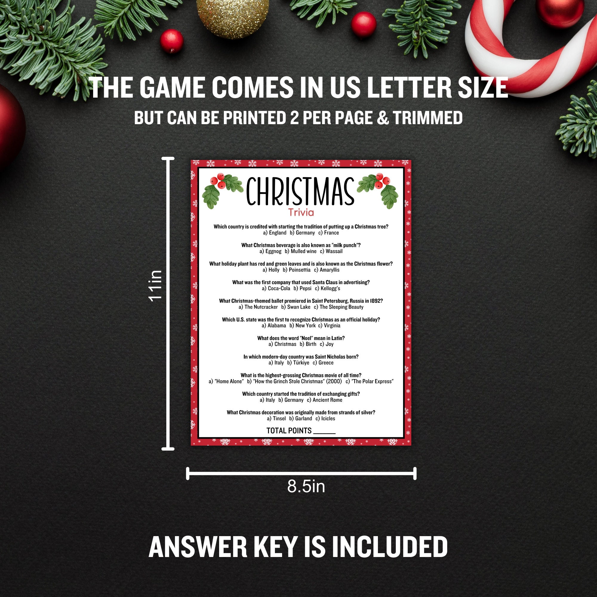 Christmas Trivia , Christmas Printable Game, Fun Christmas Quiz ...