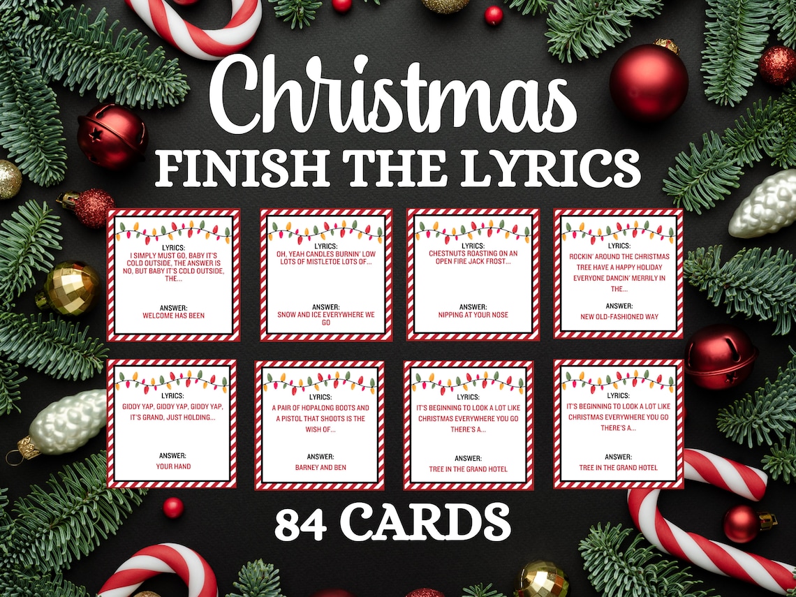 Finish the Lyrics, Christmas Printable Games , Christmas Finish the ...