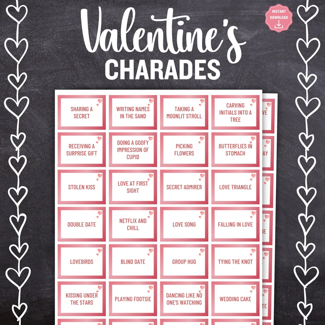 Valentine's Charades / Pictionary, Valentine's Party Games and ...