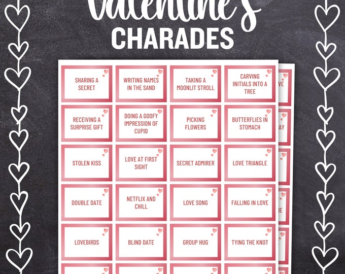 Valentine's Charades / Pictionary, Valentine's Party Games and ...