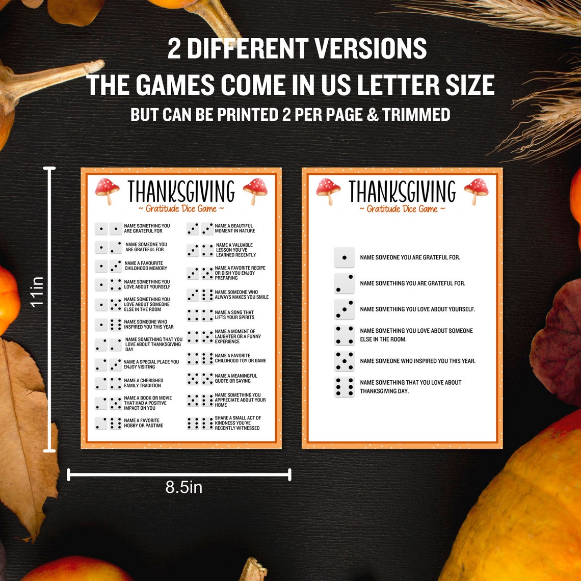 Thanksgiving Gratitude Dice Game, Printable Thanksgiving Games ...