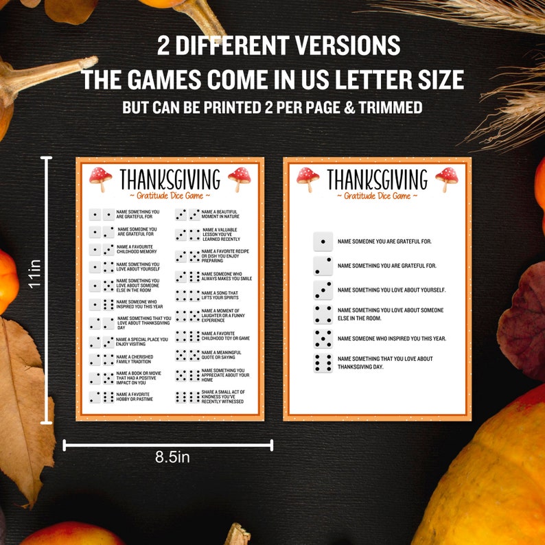 Thanksgiving Gratitude Dice Game, Printable Thanksgiving Games ...