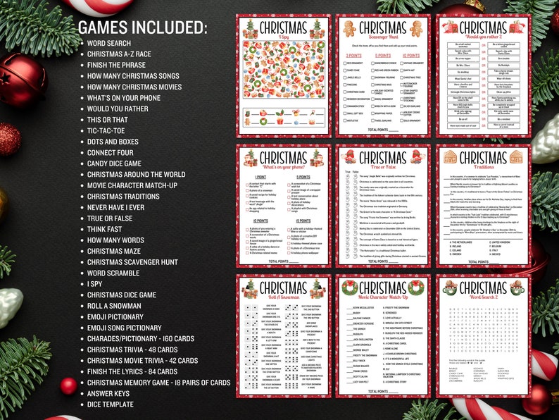 Christmas Games Printable, Christmas Games Bundle, Christmas Games ...