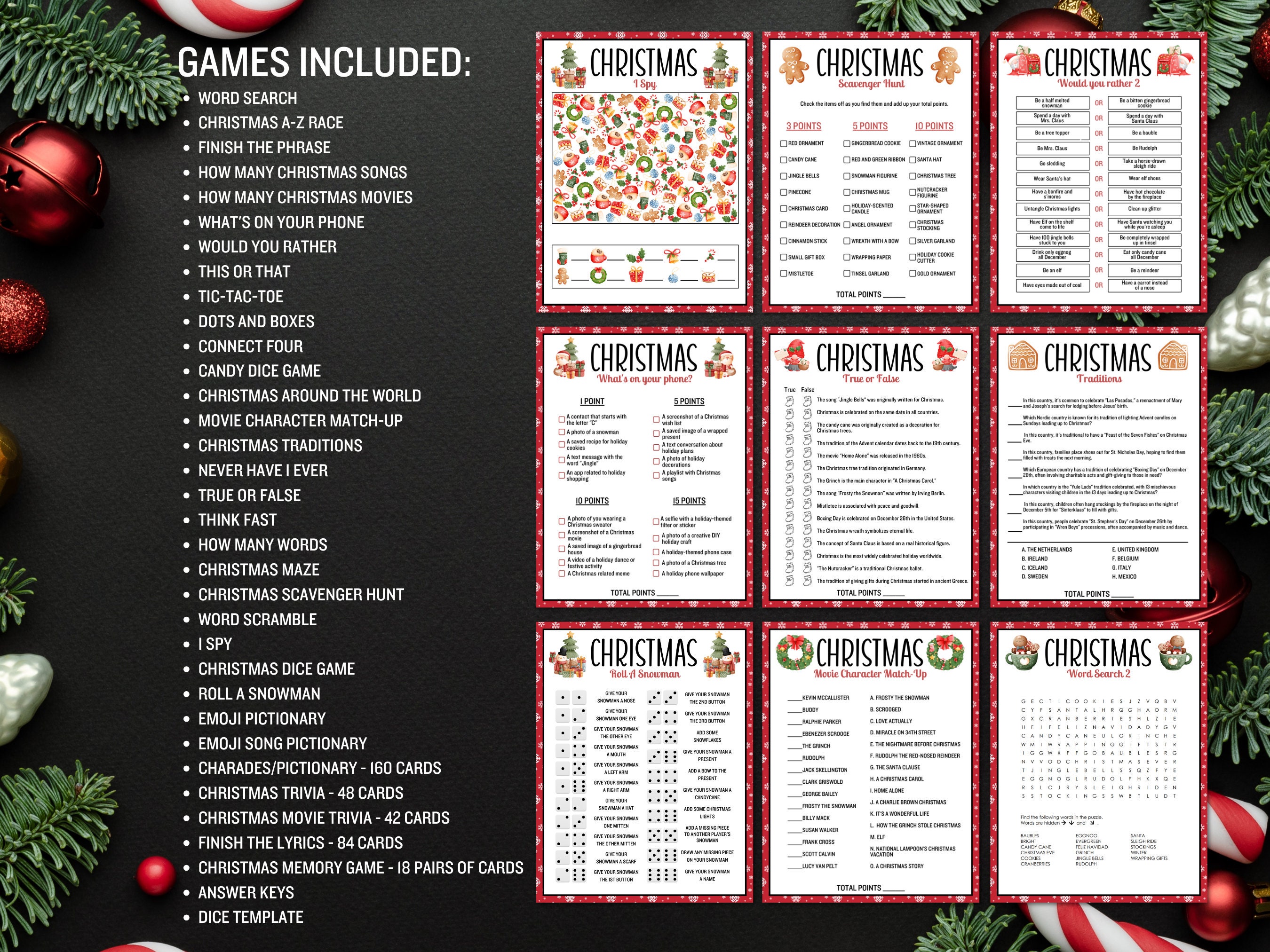 Christmas Games Printable, Christmas Games Bundle, Christmas Games ...