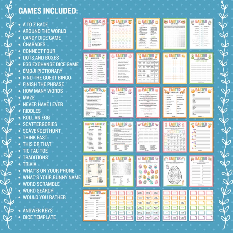 Easter Games, Printable Easter Games, Easter Activities, Easter Party ...