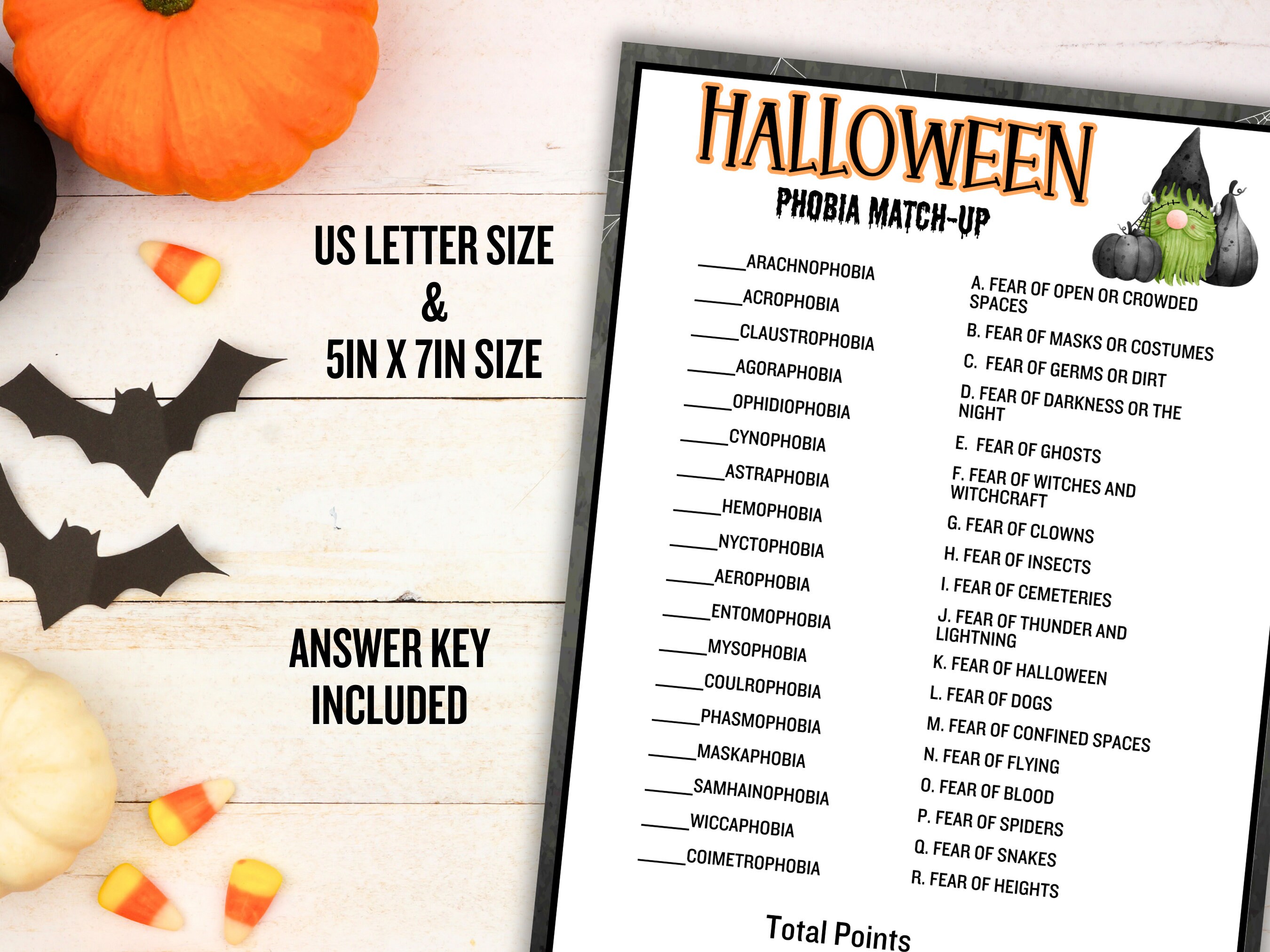 Phobia Match-up Halloween Party Games Halloween Printable - Etsy