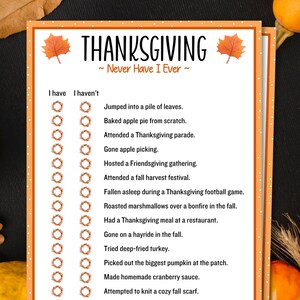 Thanksgiving Never Have I Ever, Thanksgiving Party Games and Activities ...