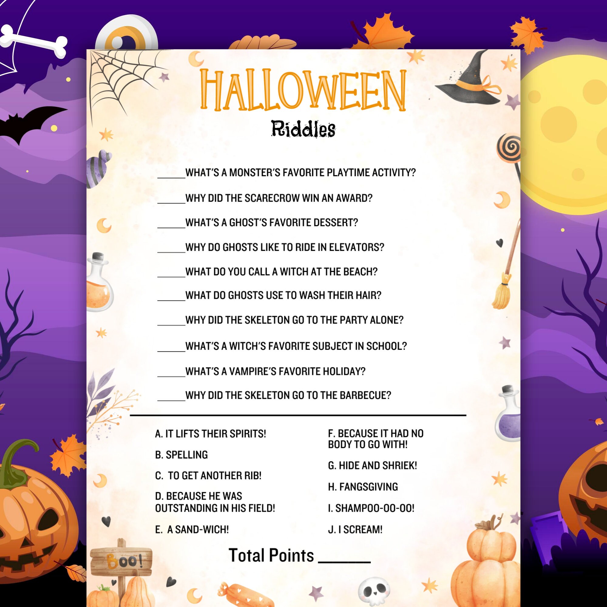 Halloween Riddles, Halloween Fun Games , Halloween Activities for Kids ...