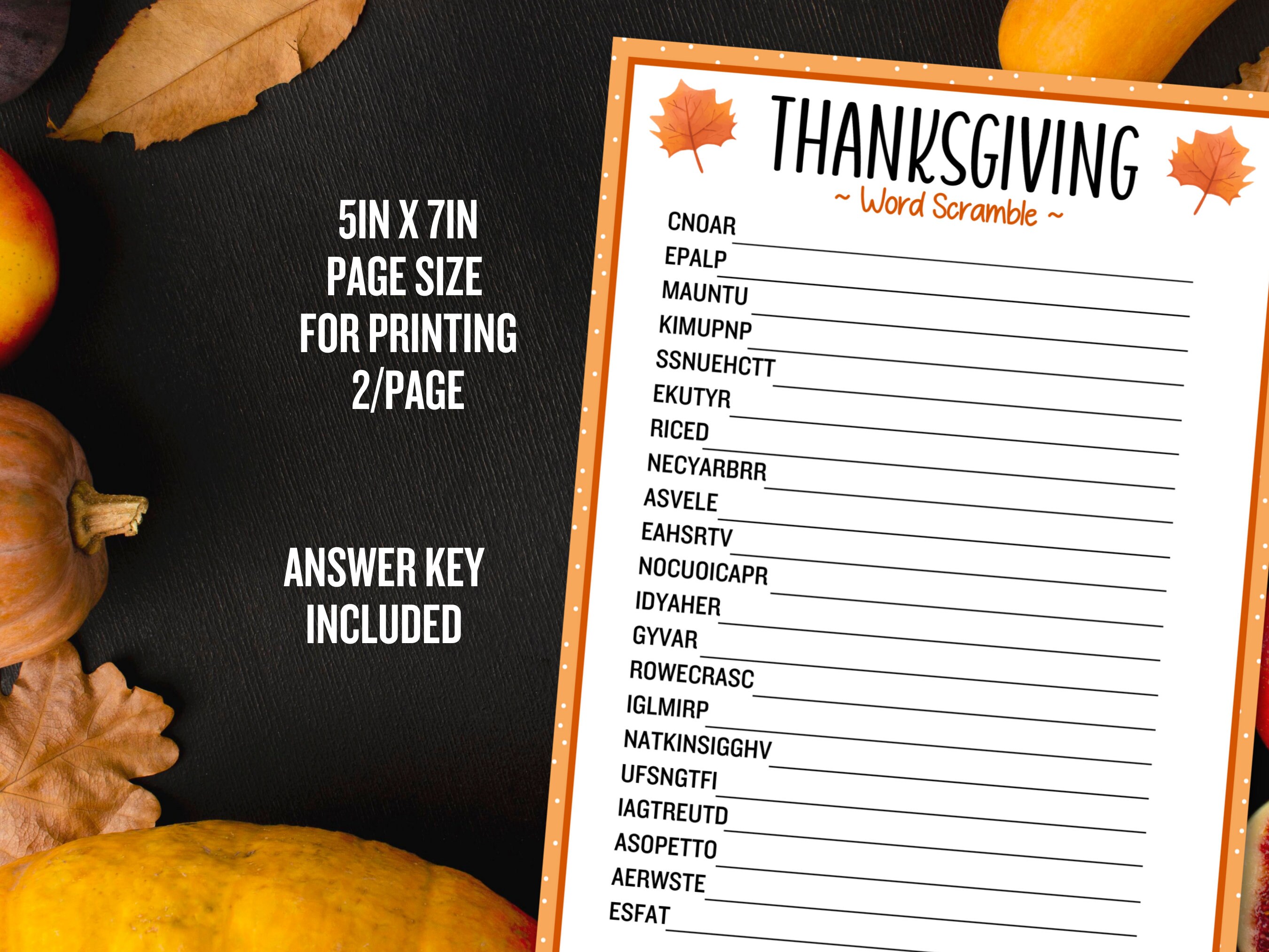 Thanksgiving Word Scramble, Printable Thanksgiving Games and Activities ...