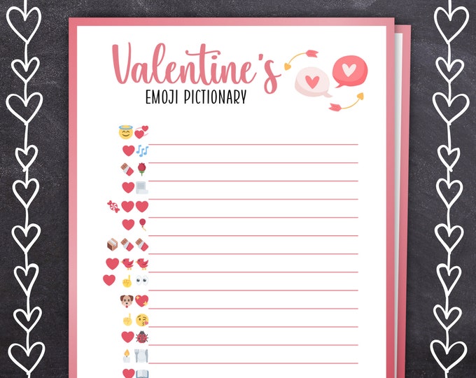 Valentine's Emoji Pictionary, Printable Valentine's Games, Valentines ...