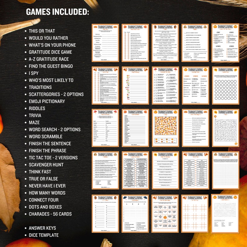 Thanksgiving Games , Thanksgiving Game Bundle , Thanksgiving Games ...