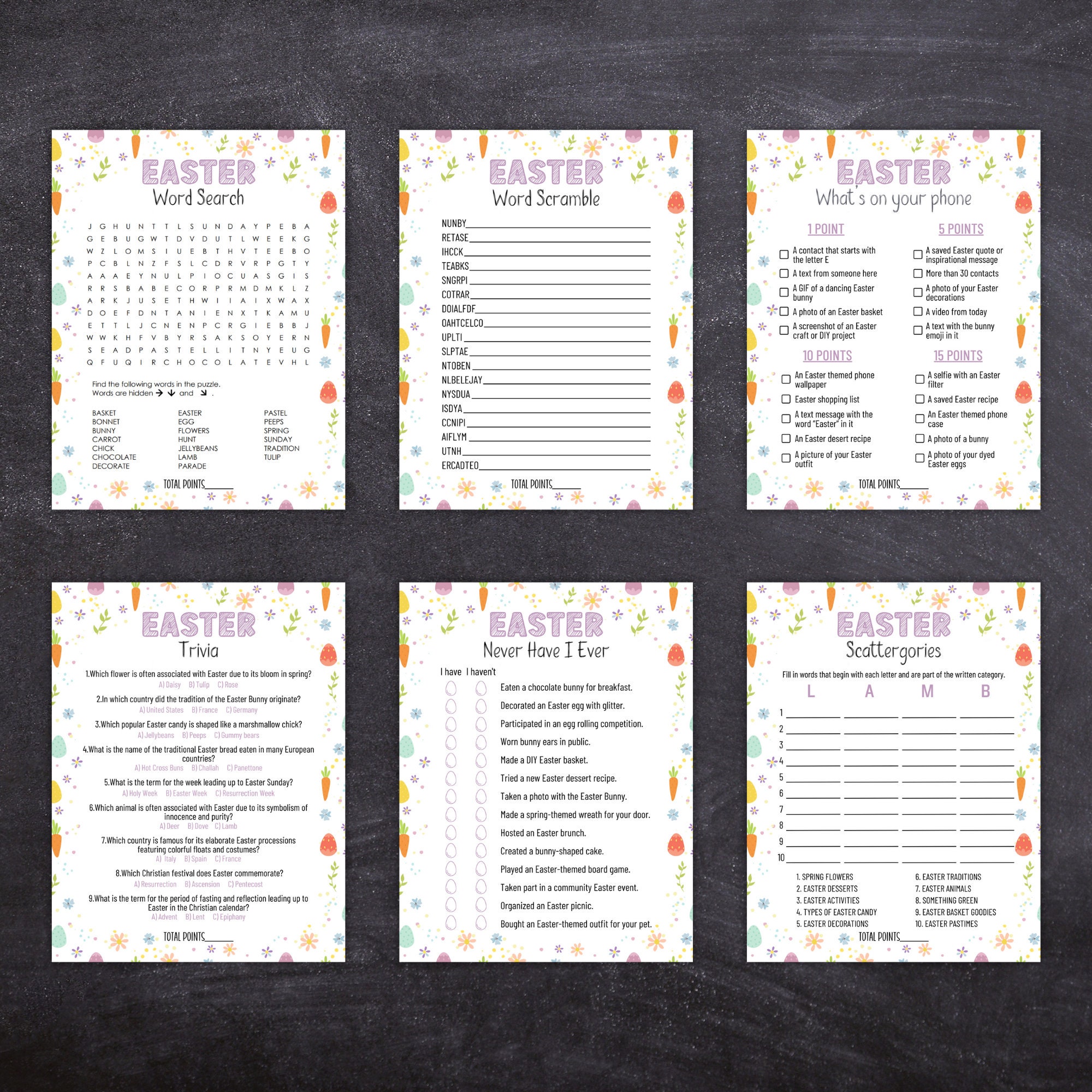 Easter Games, Easter Party Games, Printable Easter Games, Easter ...