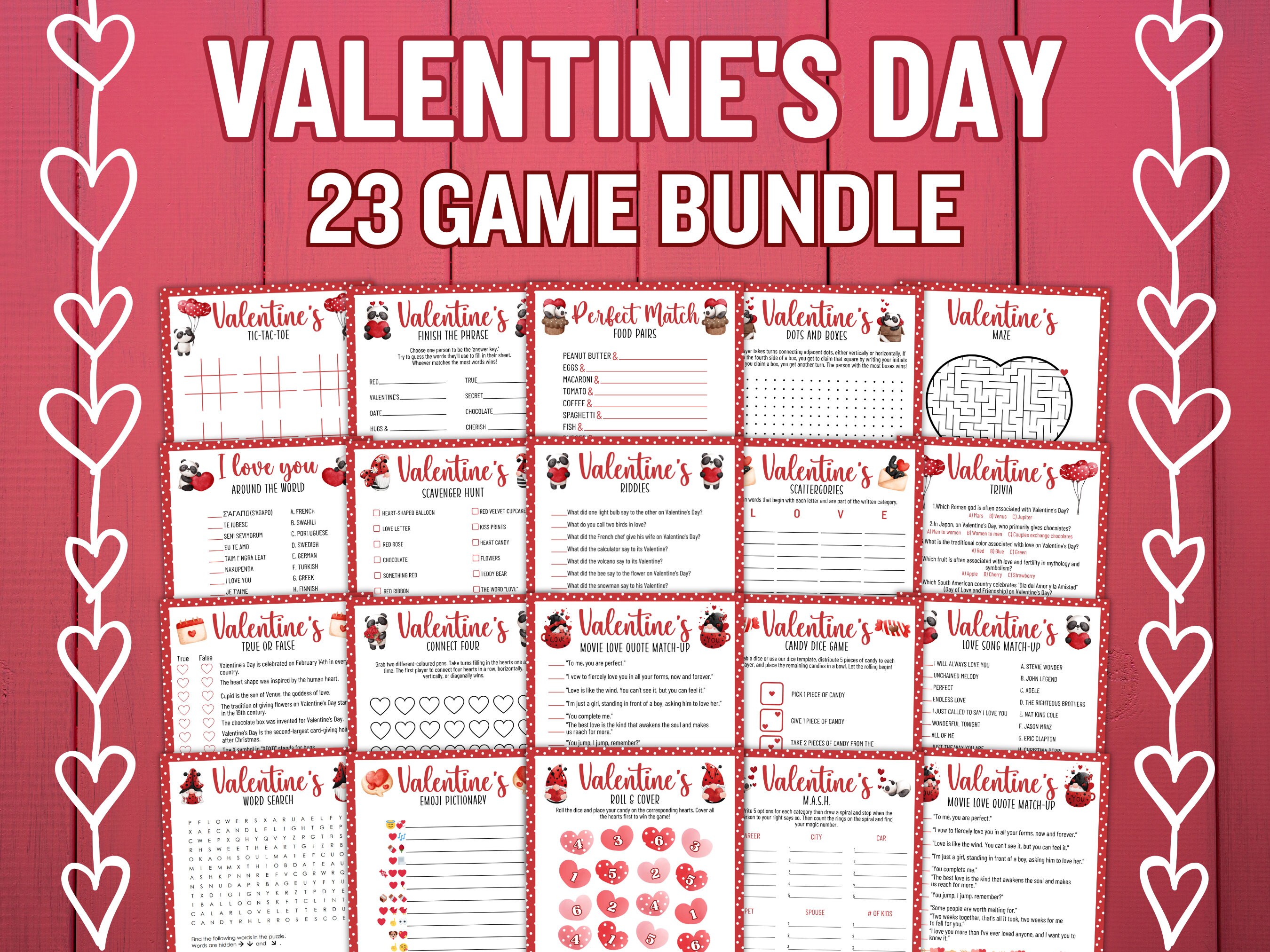Valentine's Day Games , Printable Valentine's Party Games, Valentine's ...