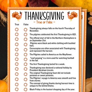 Thanksgiving True or False, Printable Thanksgiving Games and Activities ...