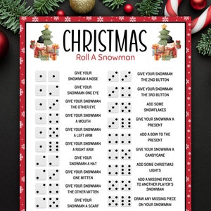 Roll A Snowman, Christmas Printable Games and Activities, Christmas ...