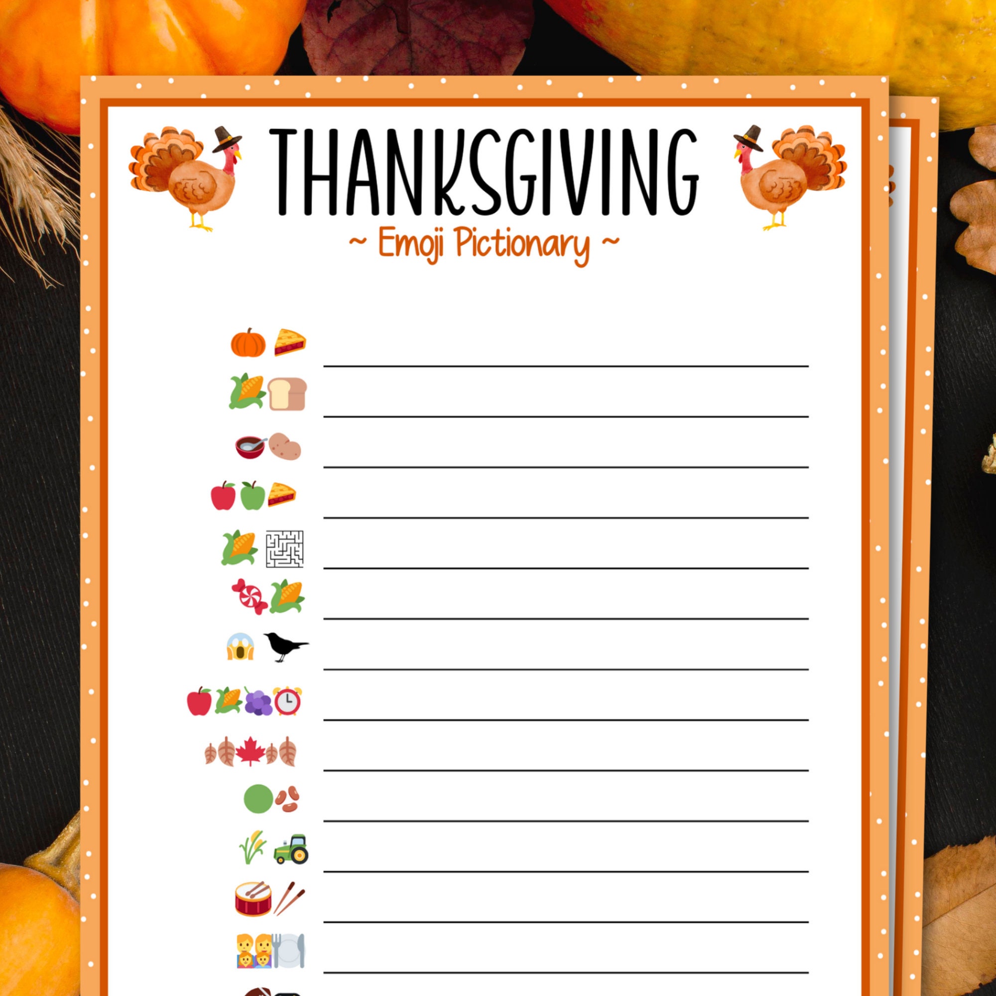 Thanksgiving Emoji Pictionary, Printable Thanksgiving Games ...
