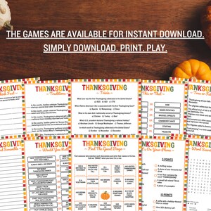 Thanksgiving Games, Thanksgiving Games Printable , Party Games and ...