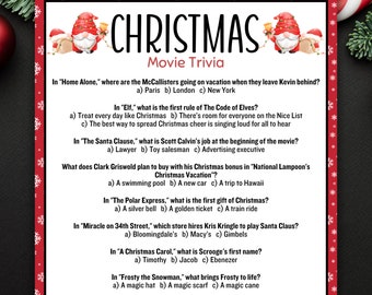 Christmas Movie Trivia , Christmas Printable Game, Christmas Movie Quiz ...