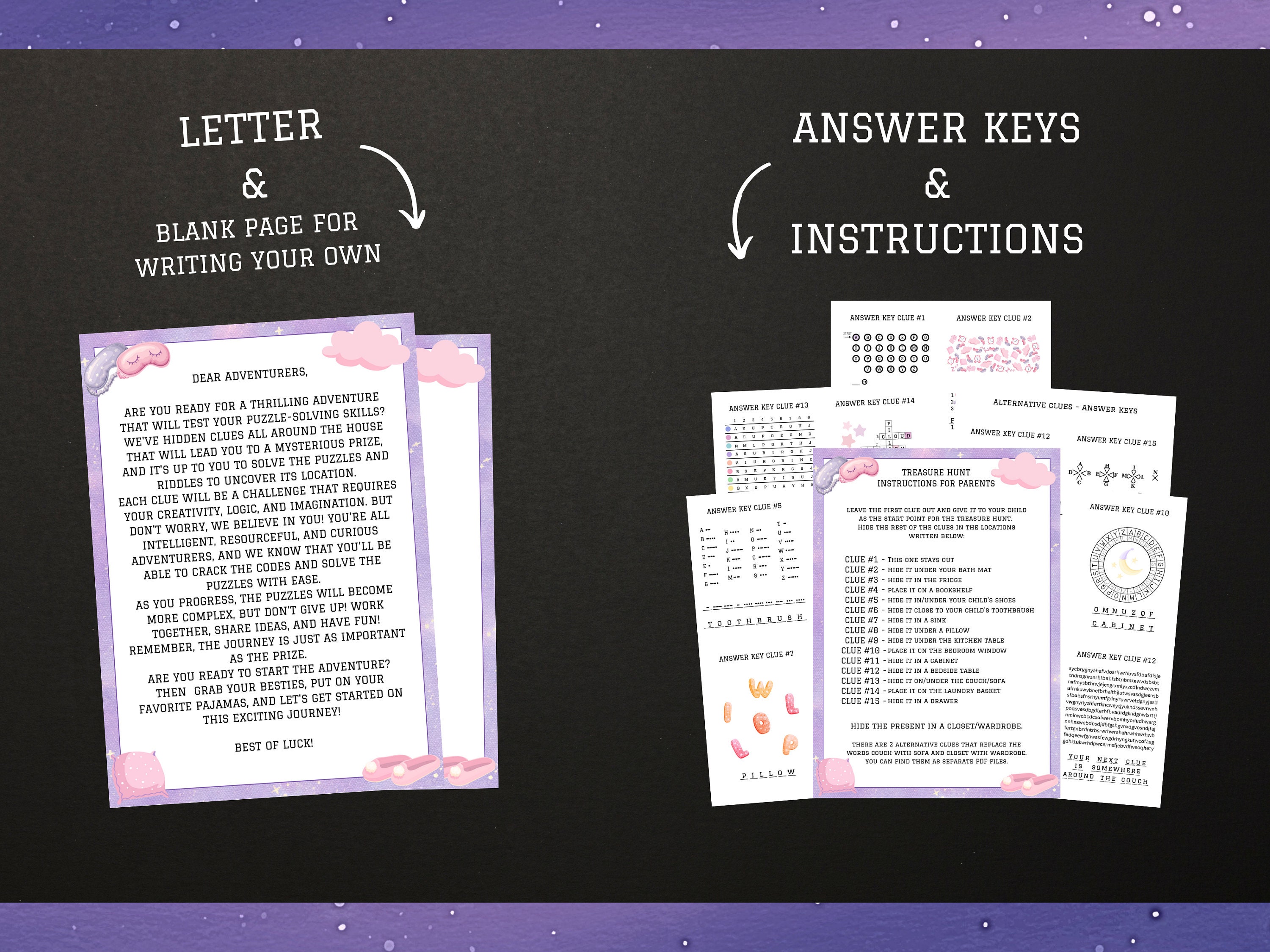 Pajama Party Treasure Hunt , Sleepover Party Treasure Hunt, Slumber ...