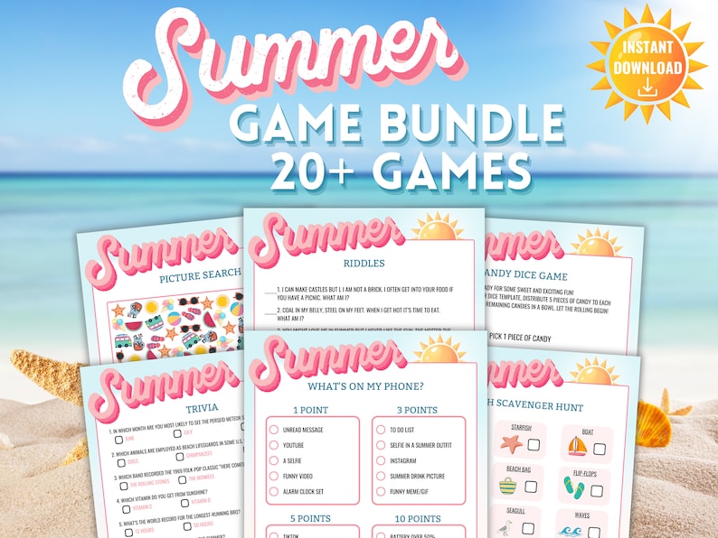Printable Summer Games , Summer Games, Summer Games Bundle, Summer ...