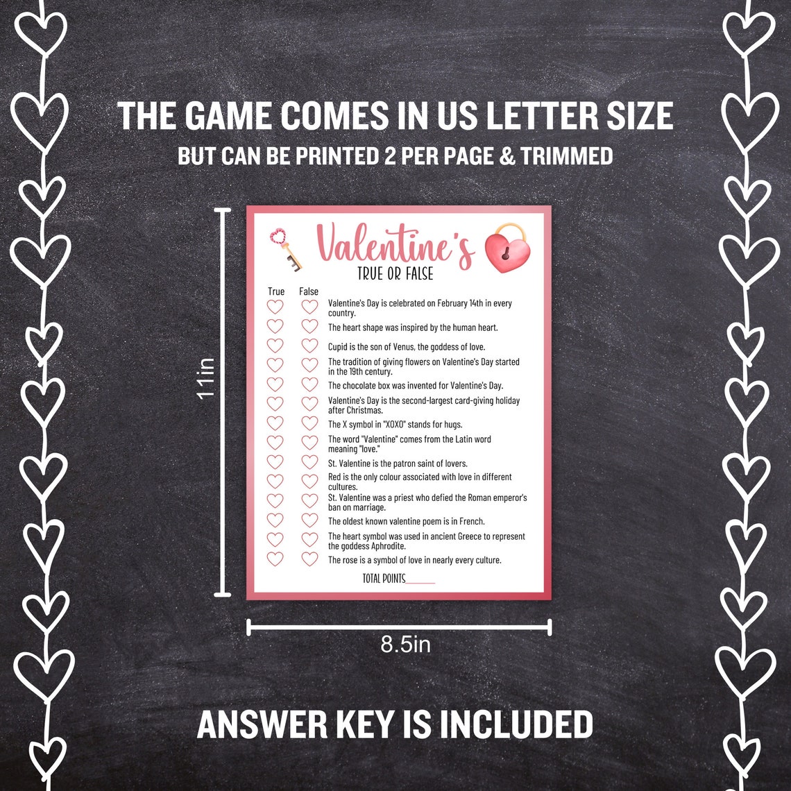 Valentine's True or False, Printable Valentine's Day Games, Valentine's ...