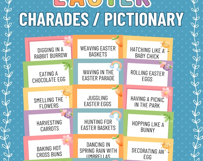 80 Printable Easter and Spring Charades Easter Charades & Pictionary ...