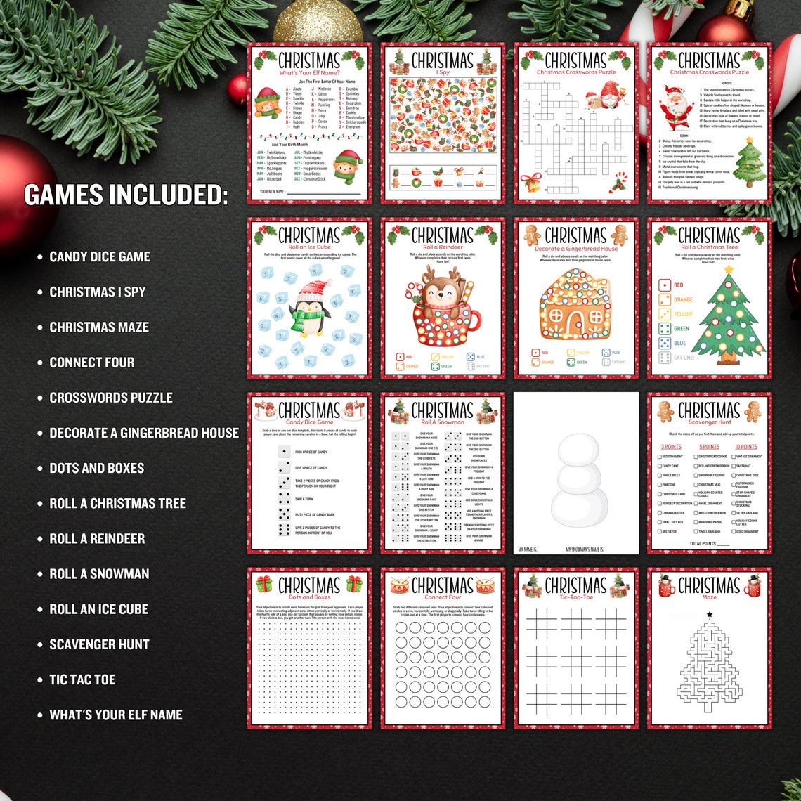 Printable Christmas Games for Kids , Christmas Games Bundle , Classroom ...