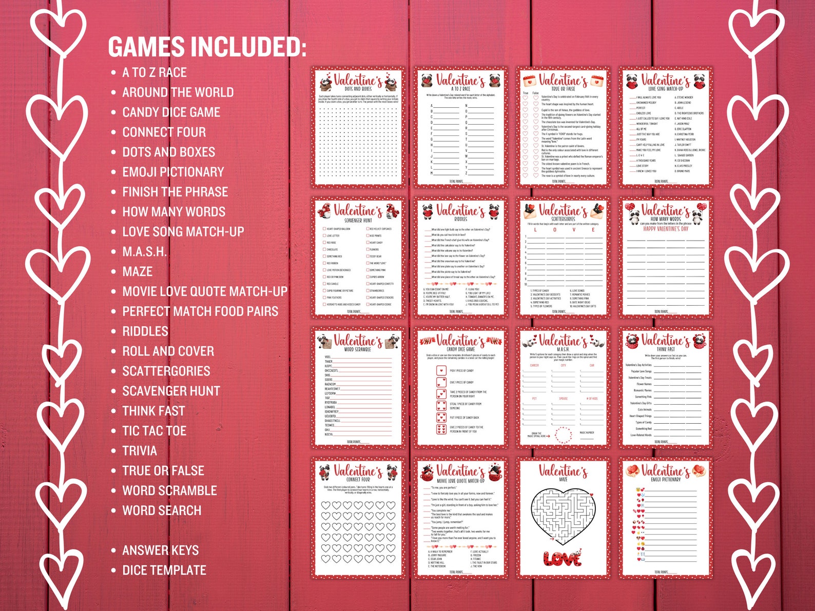Valentine's Day Games , Printable Valentine's Party Games, Valentine's ...