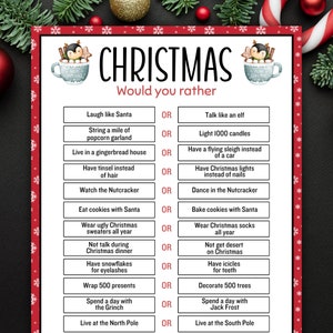 Would You Rather, Christmas Printable Game, Christmas Party Games and ...