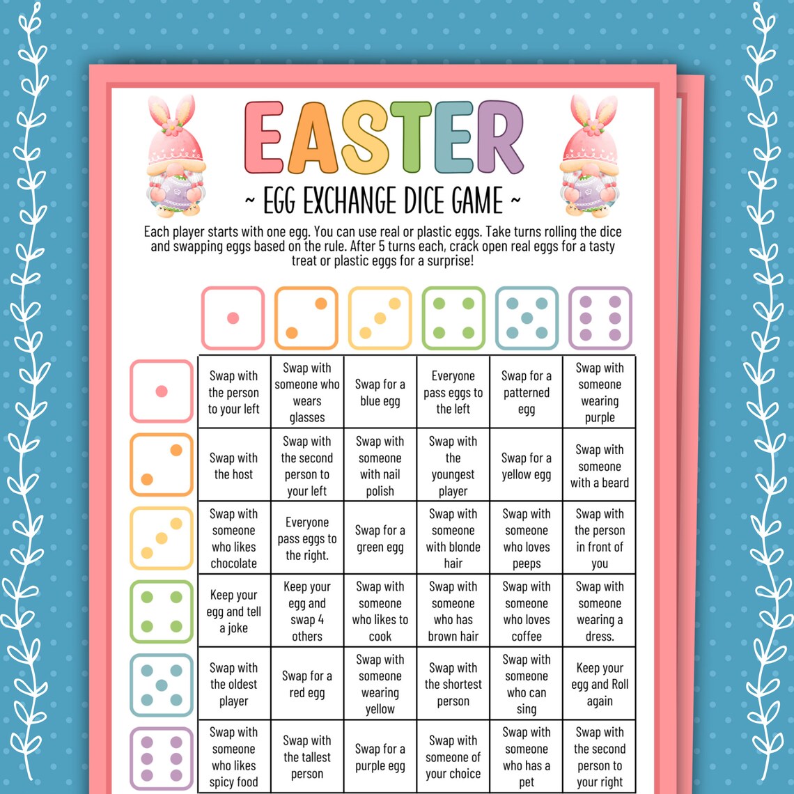 Easter Egg Exchange Dice Game, Easter Dice Game, Egg Exchange Game ...