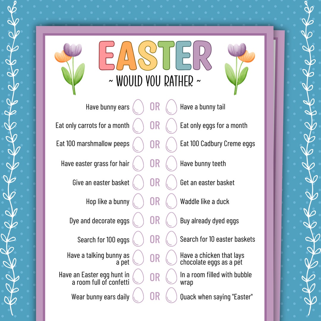 Easter Would You Rather, Easter Games and Activities, Printable Games ...
