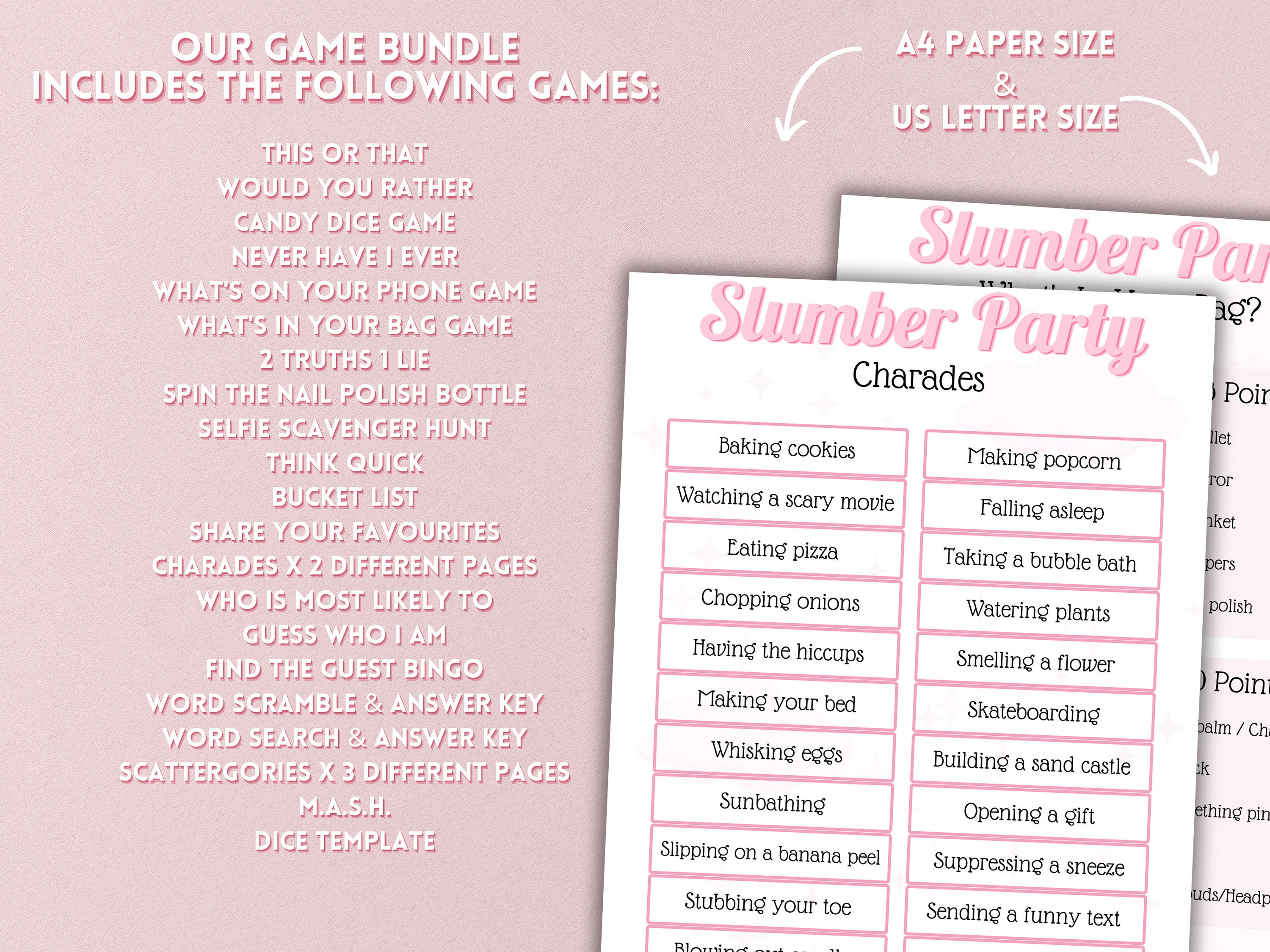 Slumber Party Games Pajama Party Sleepover Party Game - Etsy UK