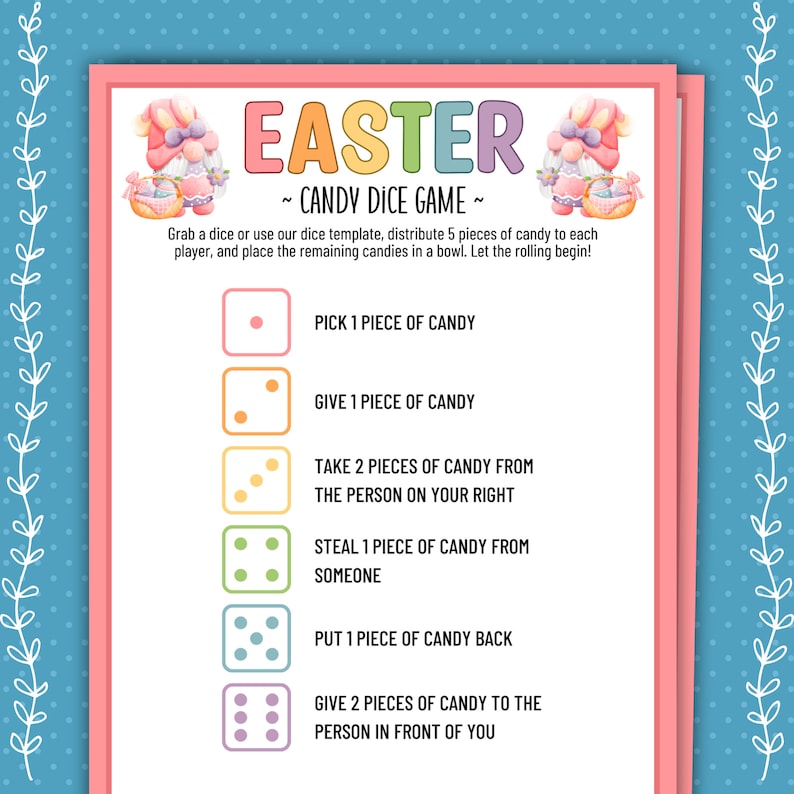 Easter Candy Dice Game, Easter Printable Game, Easter Party Game ...