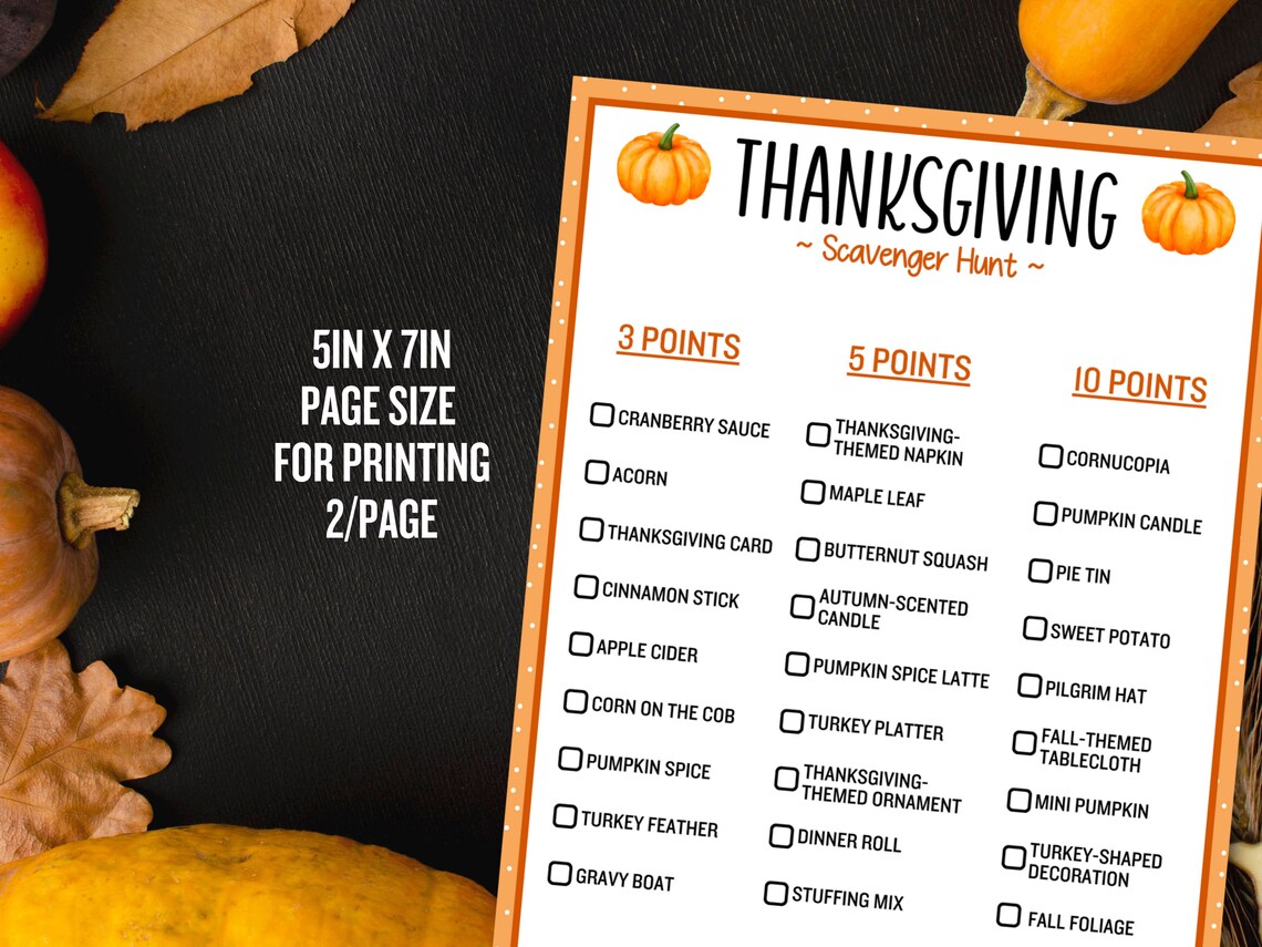 Thanksgiving Scavenger Hunt, Friendsgiving Printable Games ...