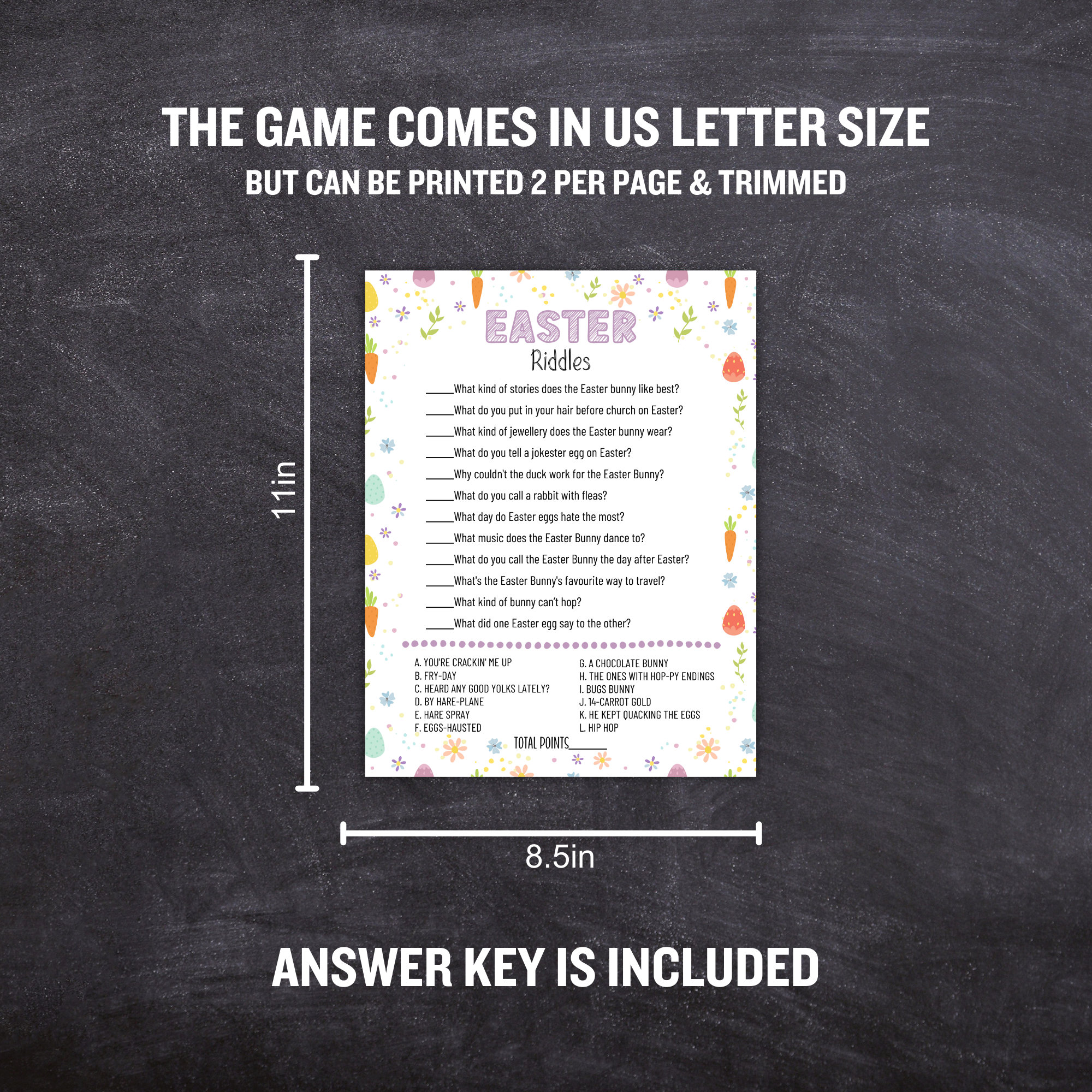 Easter Riddles Game: Printable Party Activity (PDF) - Etsy