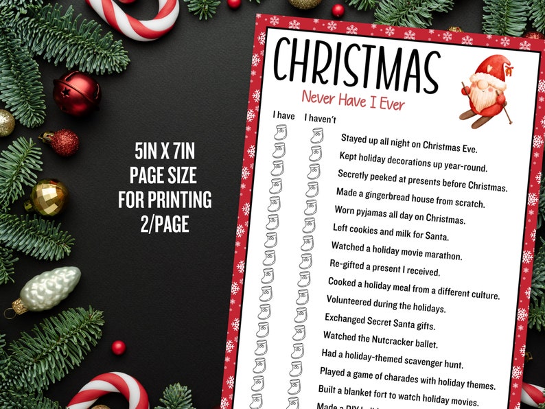 Never Have I Ever Christmas Game Printable Christmas Games - Etsy Australia