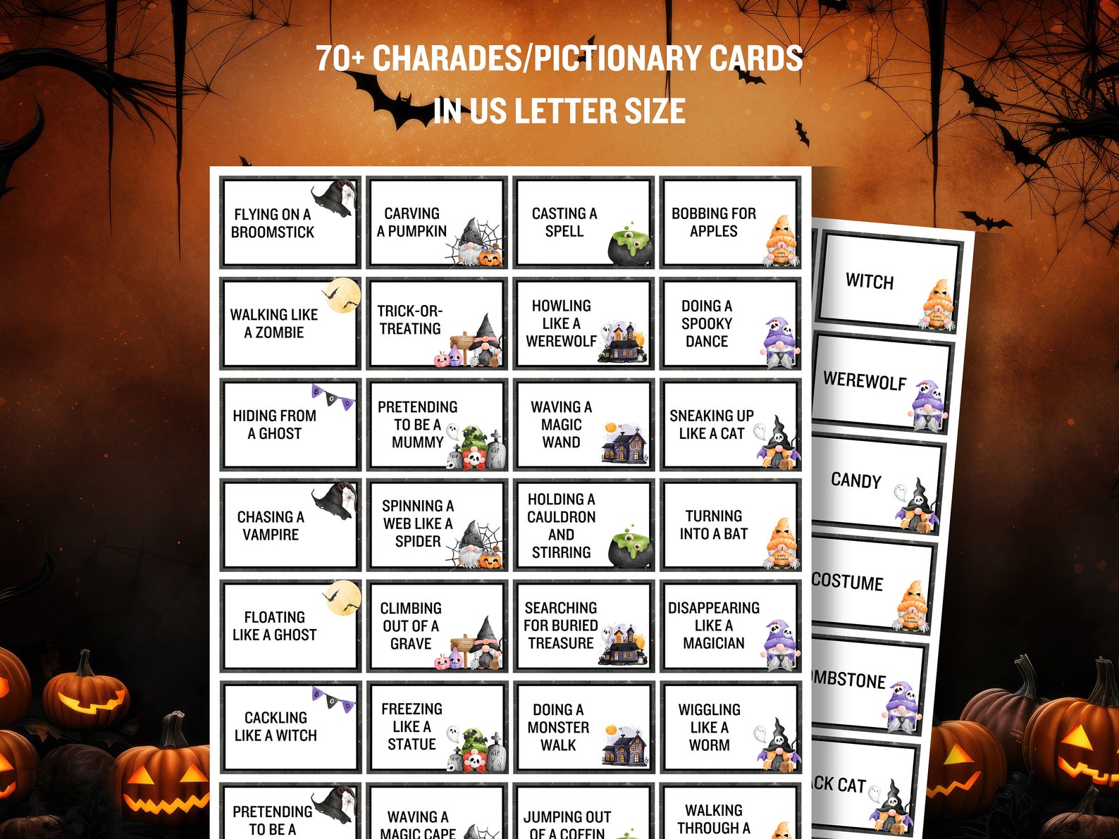 Halloween Charades, Halloween Pictionary, Printable Charades, Halloween ...