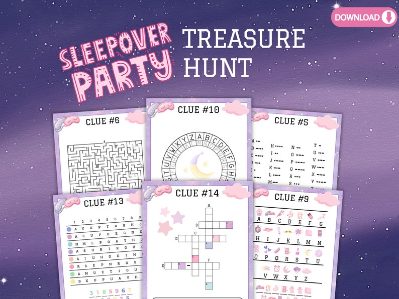 Pajama Party Treasure Hunt , Sleepover Party Treasure Hunt, Slumber ...