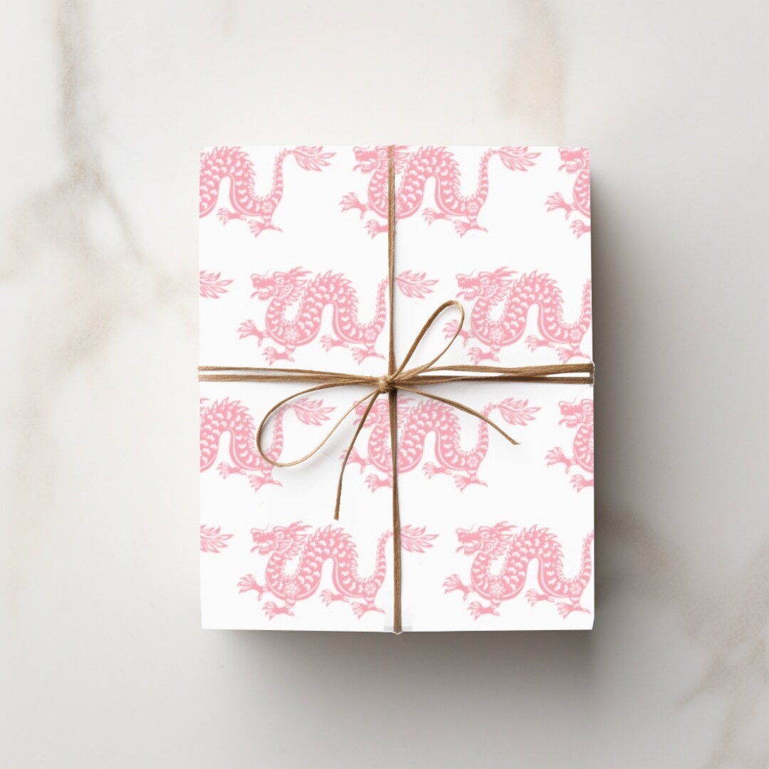 Pink Dragons Gift Wrapping Paper - Etsy