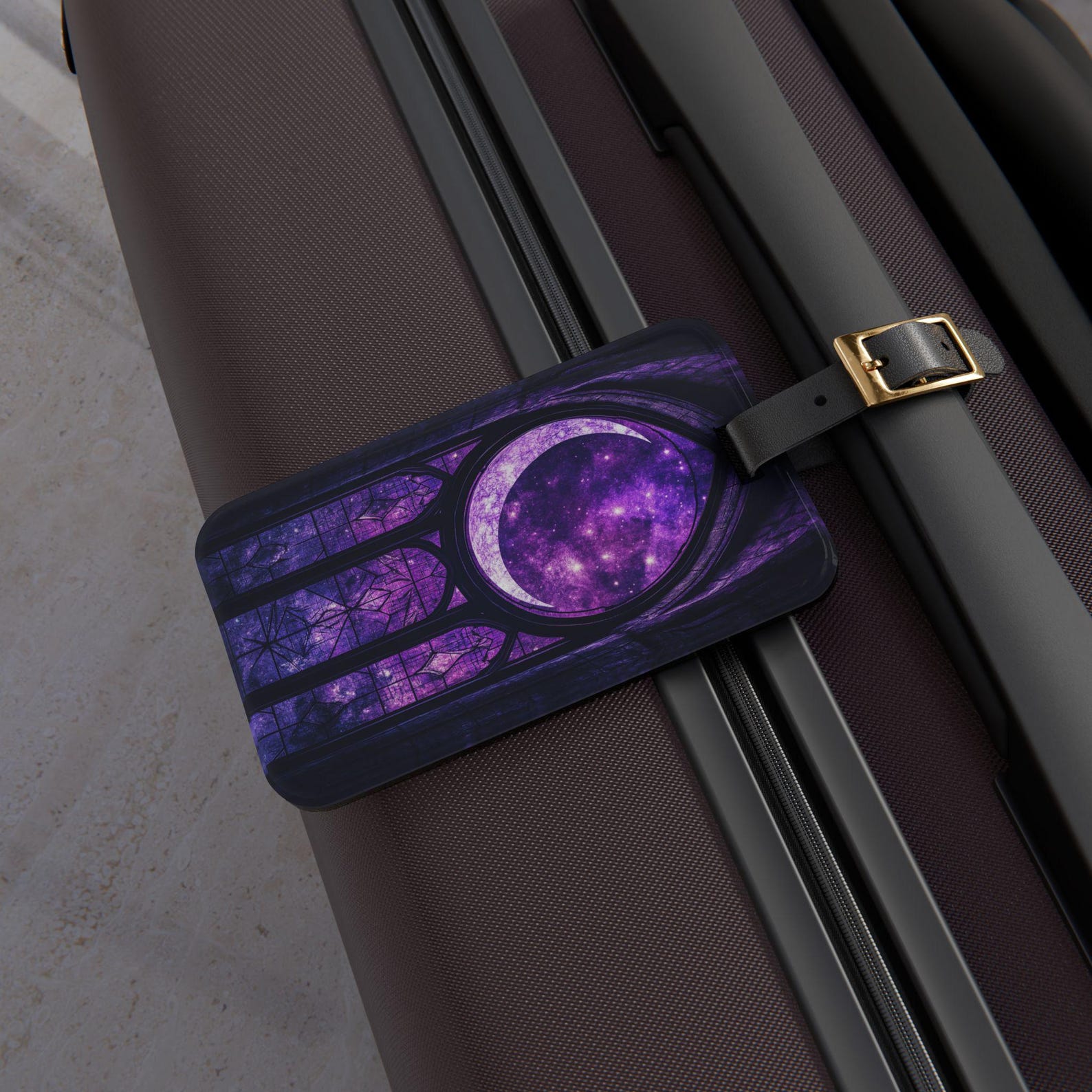 Galactic Luggage Tag, Purple Celestial Name Tag for Suitcase, Gothic ...